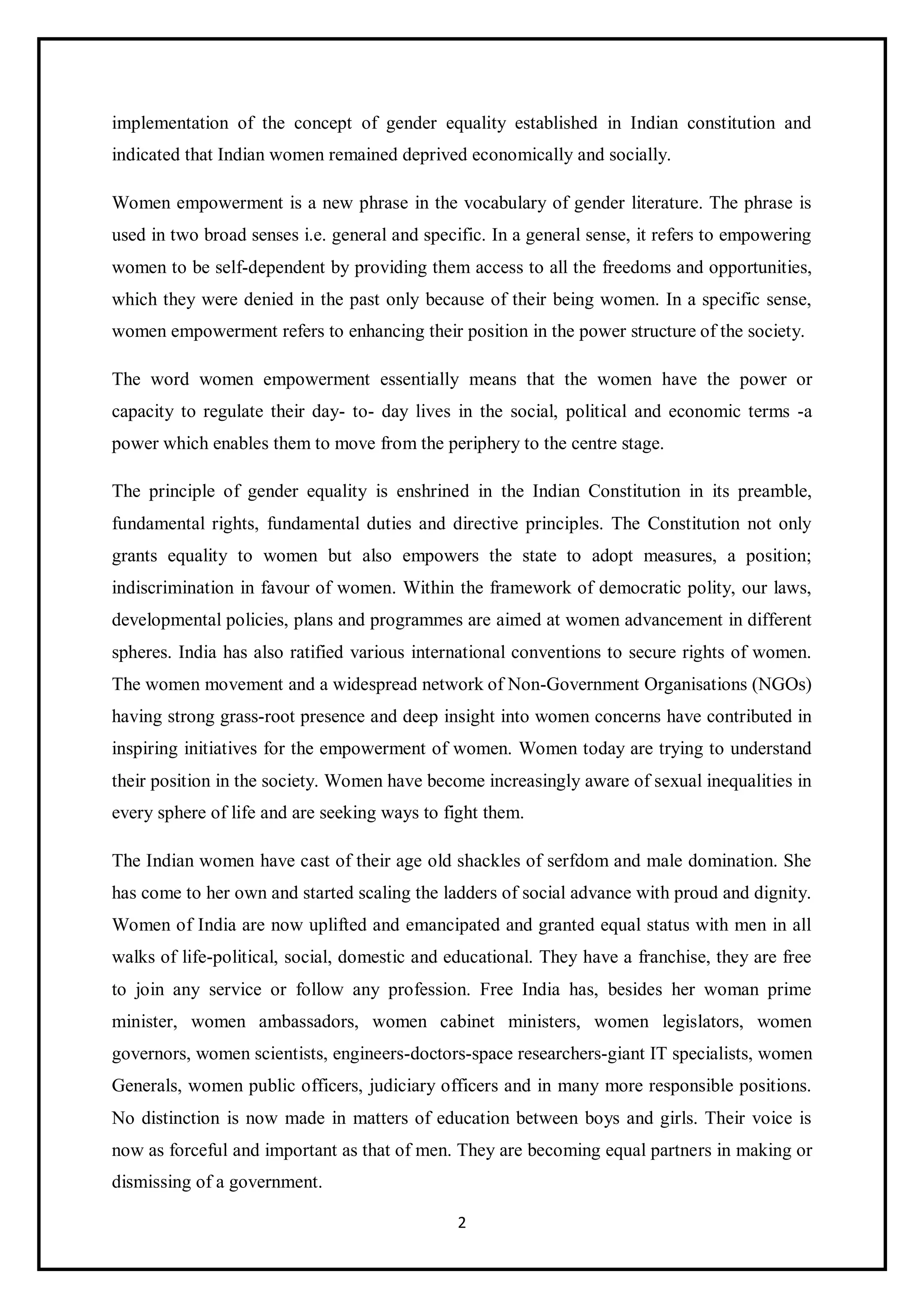 Women empowerment synopsis [www.writekraft.com] | PDF