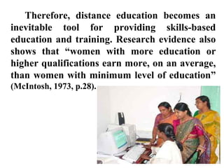 Women empowerment through distance education | PPT