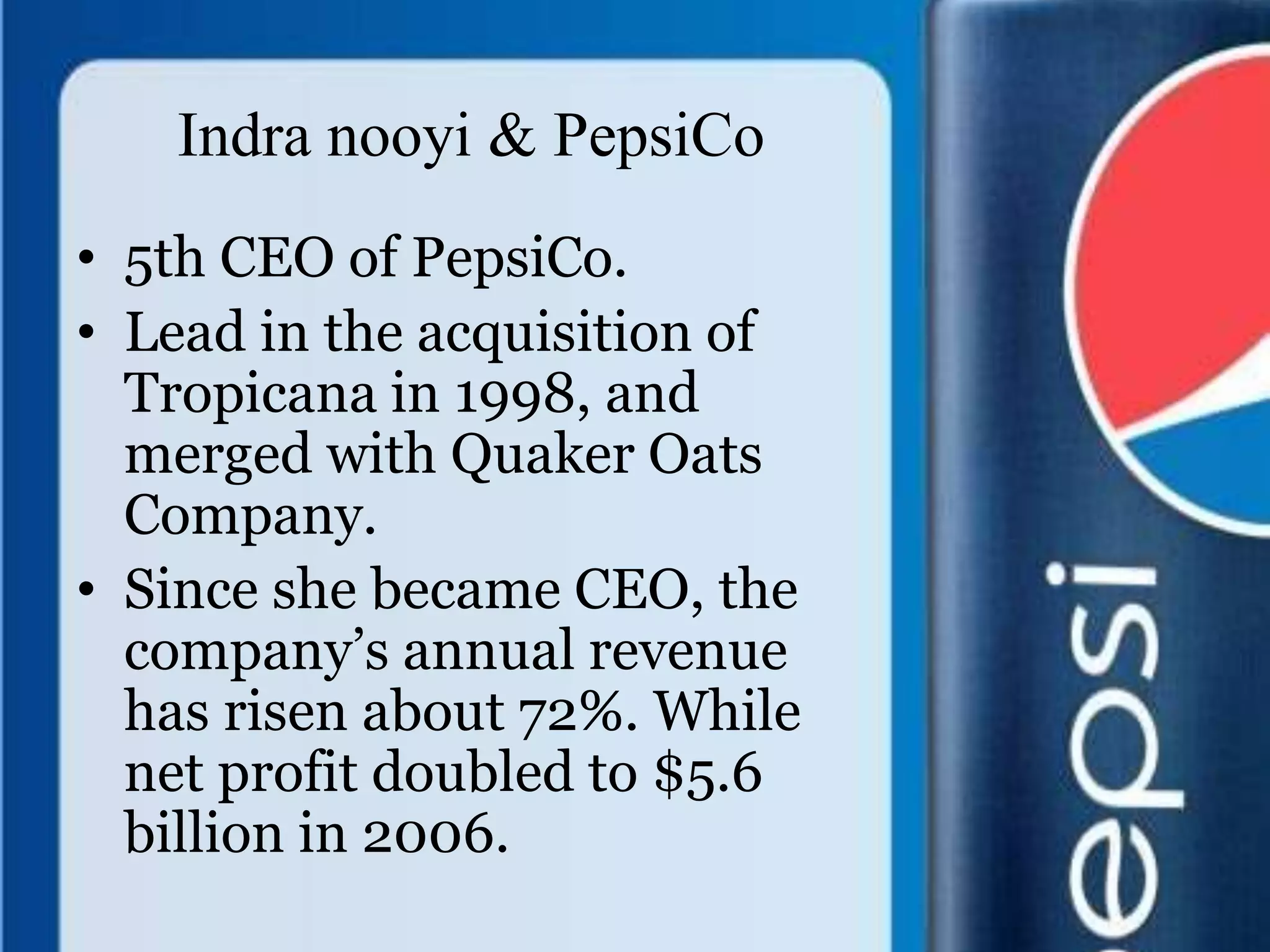 Women entrepreneur indra nooyi | PPTX