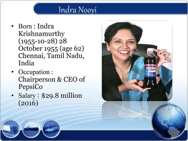 Women entrepreneur indra nooyi | PPTX