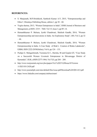 Women entrepreneurship - Case Study | PDF