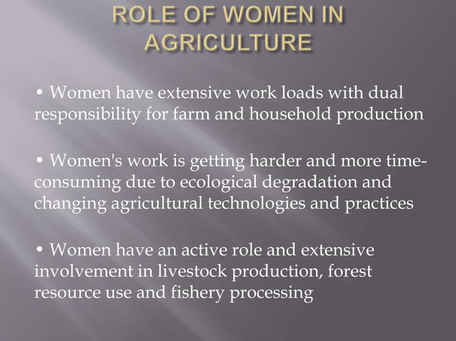 Women role ,problems,solution in agricu;ture | PPTX | Agriculture ...
