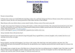 Women In Ancient Rome Essay | PDF