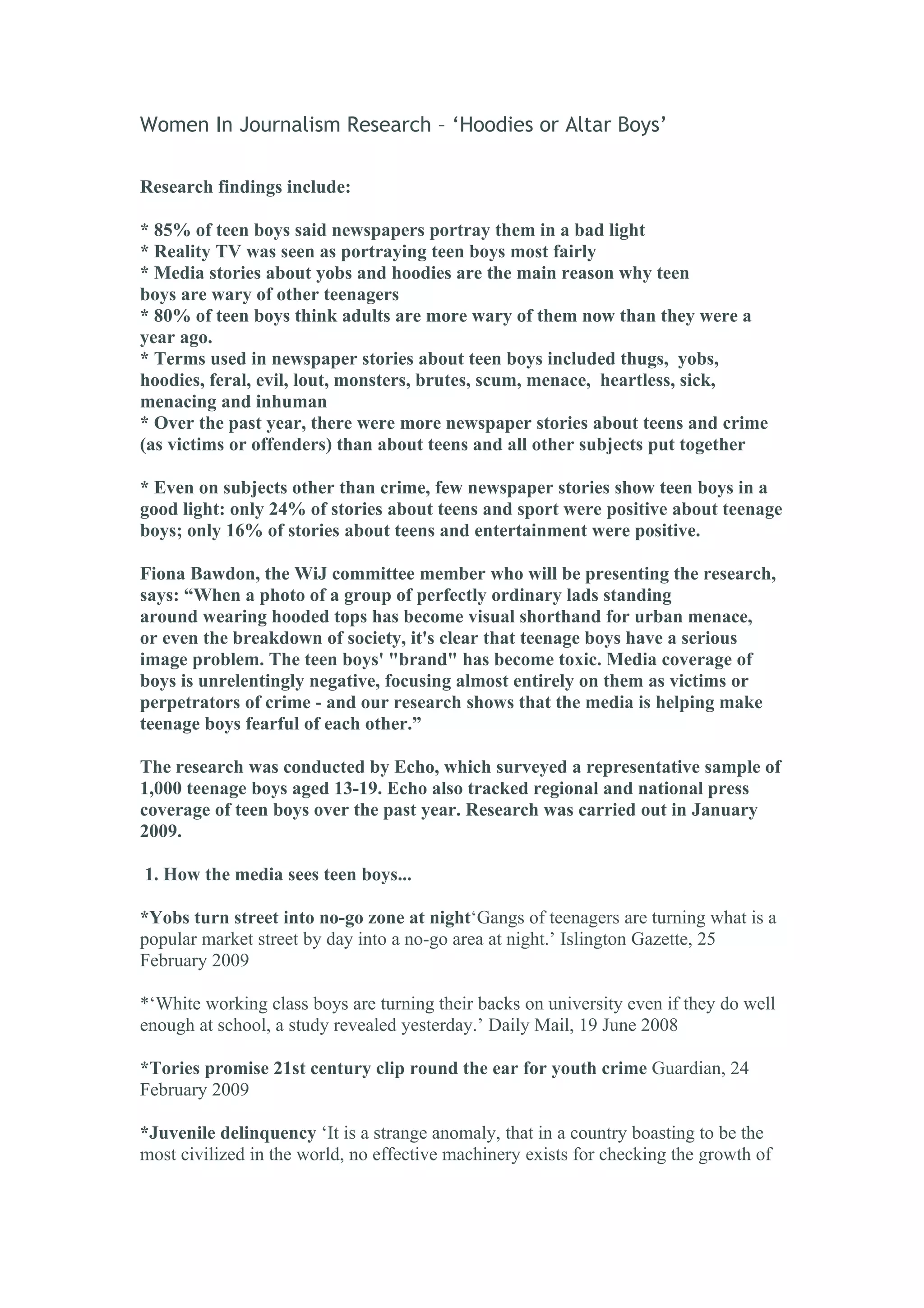 'Hoodies or Altar Boys', Newspaper Representations of Teenage Boys | DOC