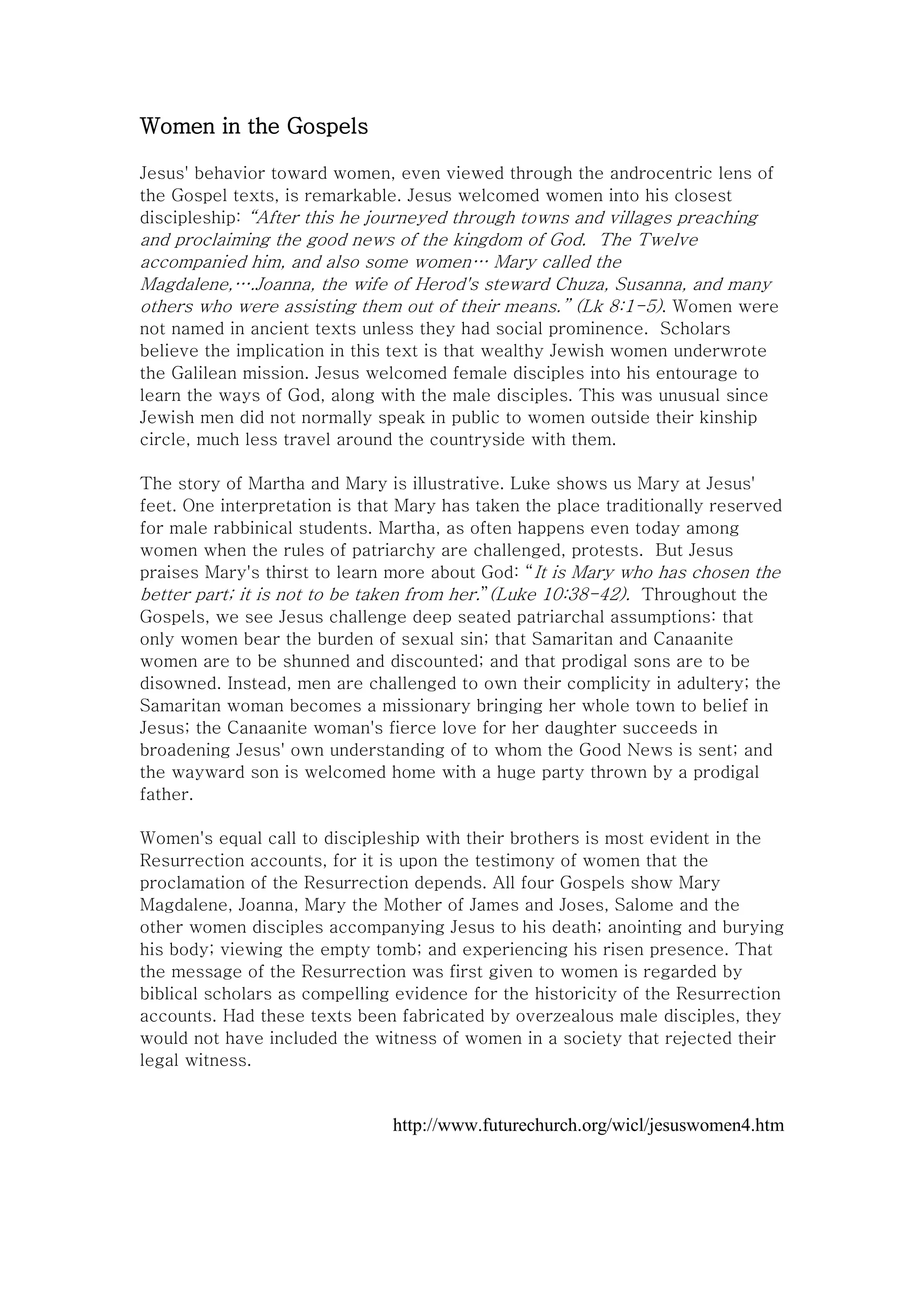 Women in the gospels | PDF