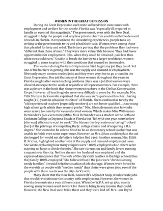 Florida Women in the Great Depression | DOCX