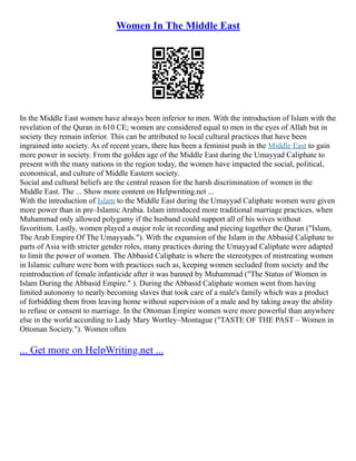 Women In The Middle East | PDF