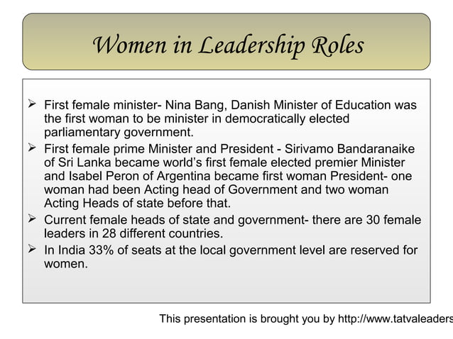 Women leadership | PPT