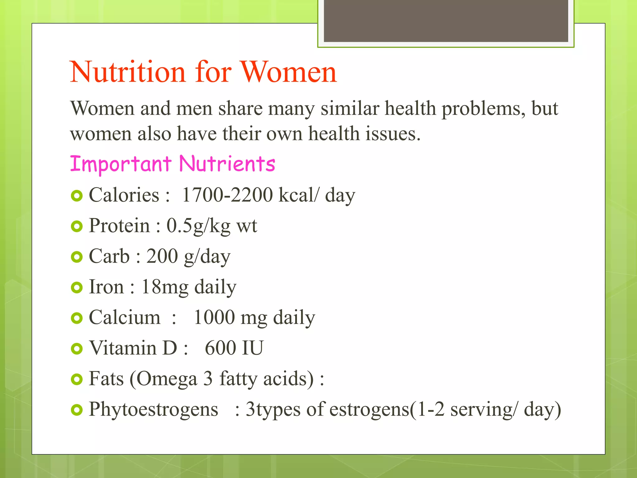 Women nutrition | PPTX