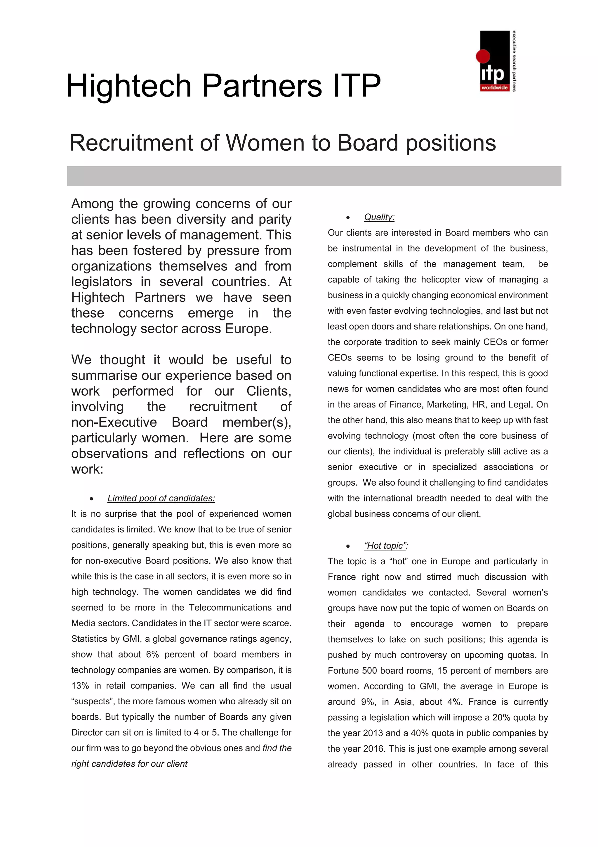 Women on non-Executive Boards | PDF