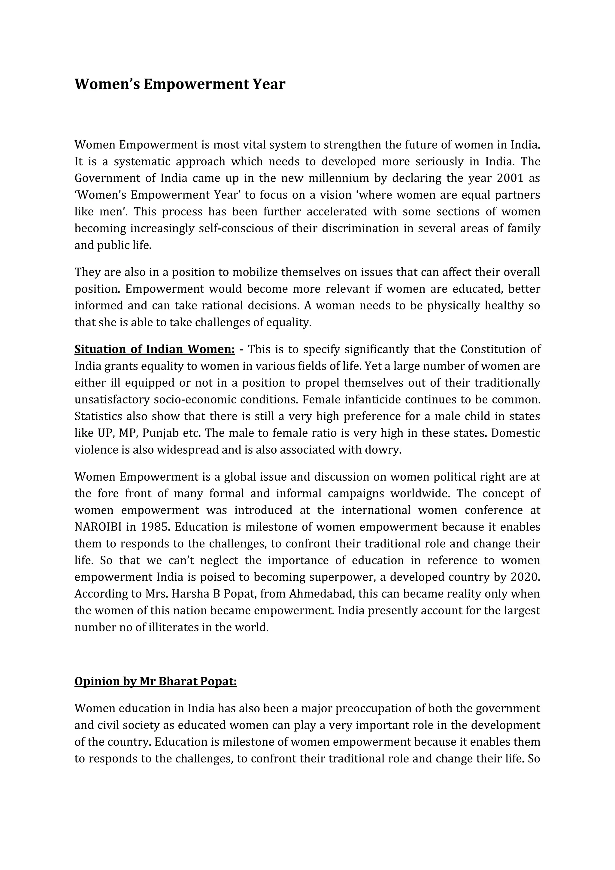 Women’s empowerment year | PDF