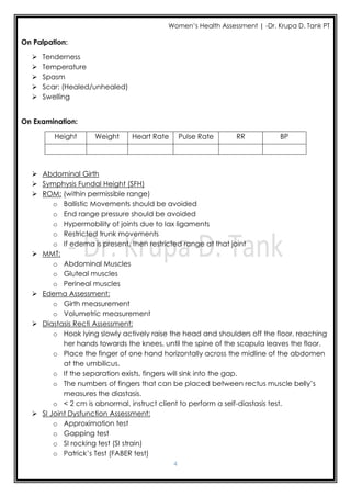 Women's health assessment | PDF
