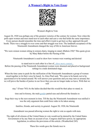 Womens Right Essay | PDF
