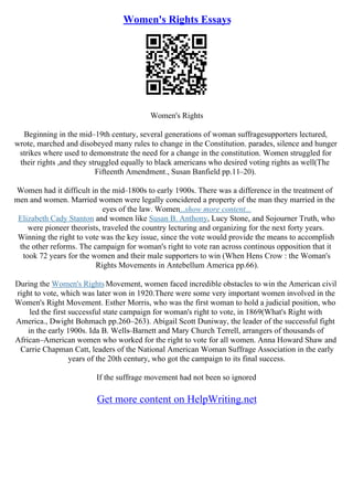 Womens Rights Essay | PDF