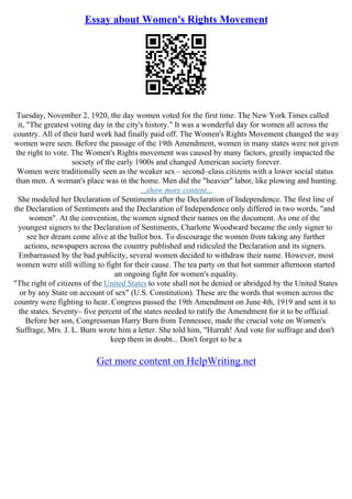 Womens Rights Essay | PDF