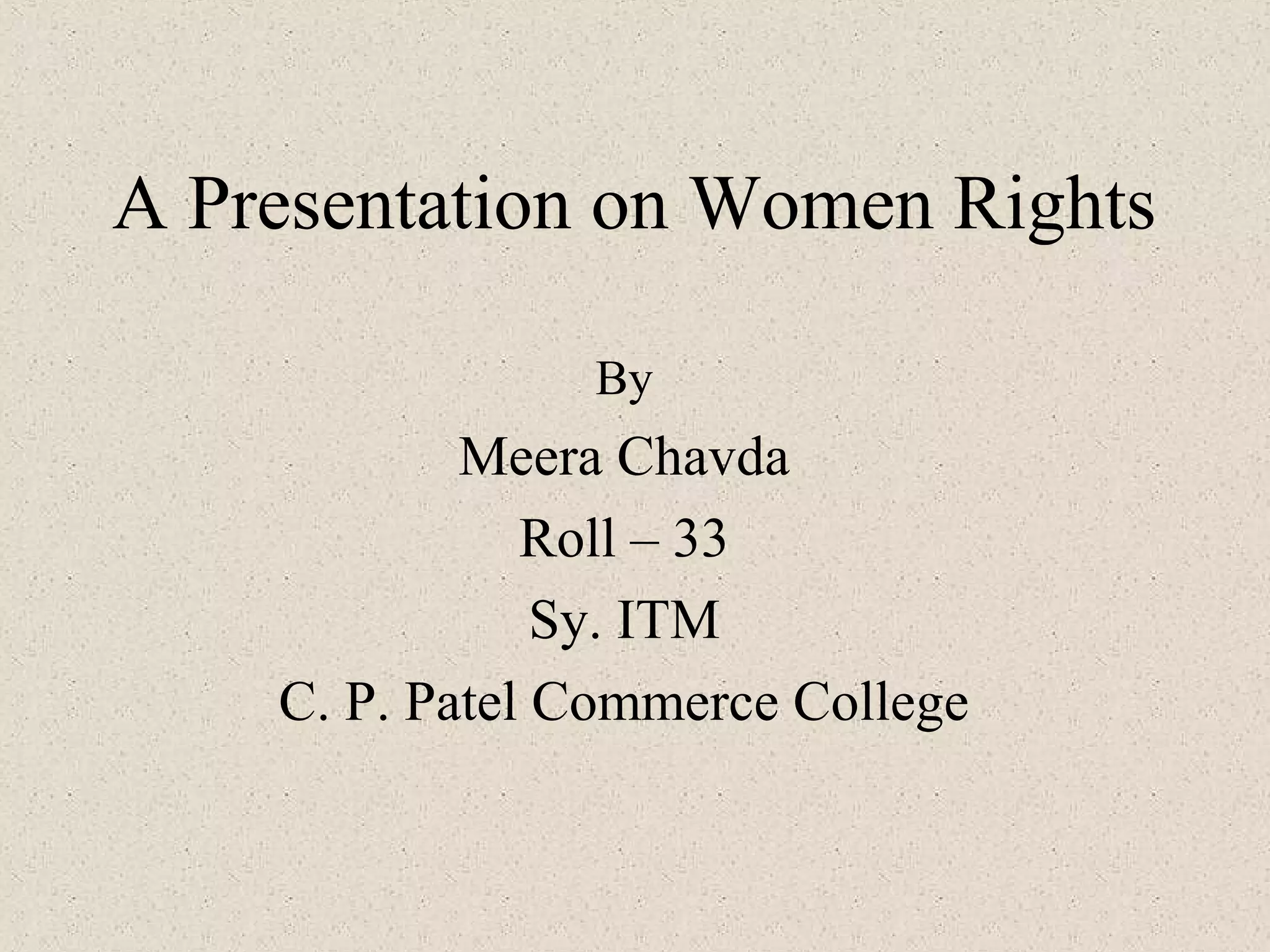 Women's rights presentation | PPT