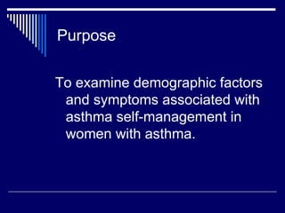 Womens self management of asthma | PPT