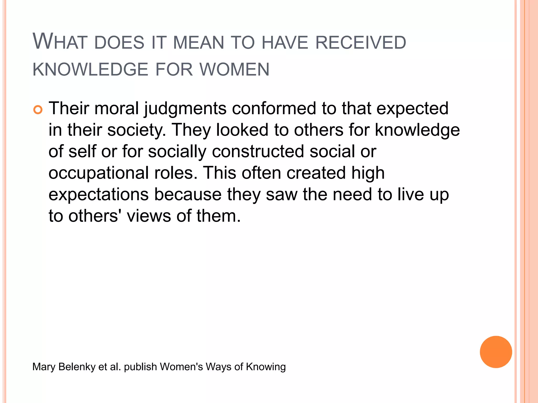 Womens ways of knowing power point presentation | PPTX