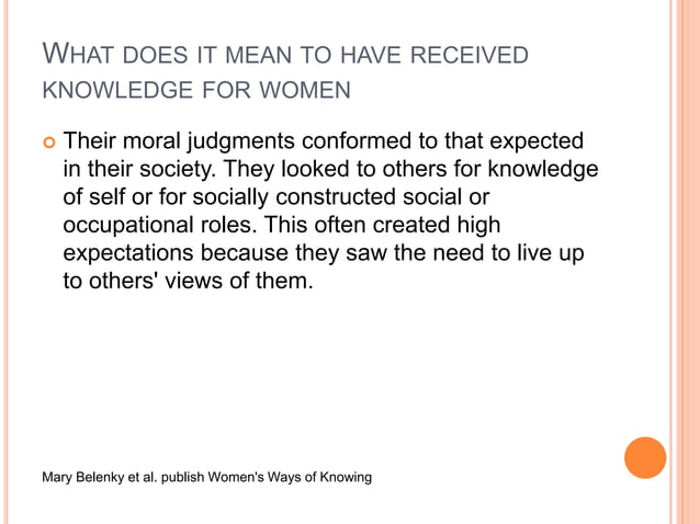 Womens ways of knowing power point presentation | PPTX