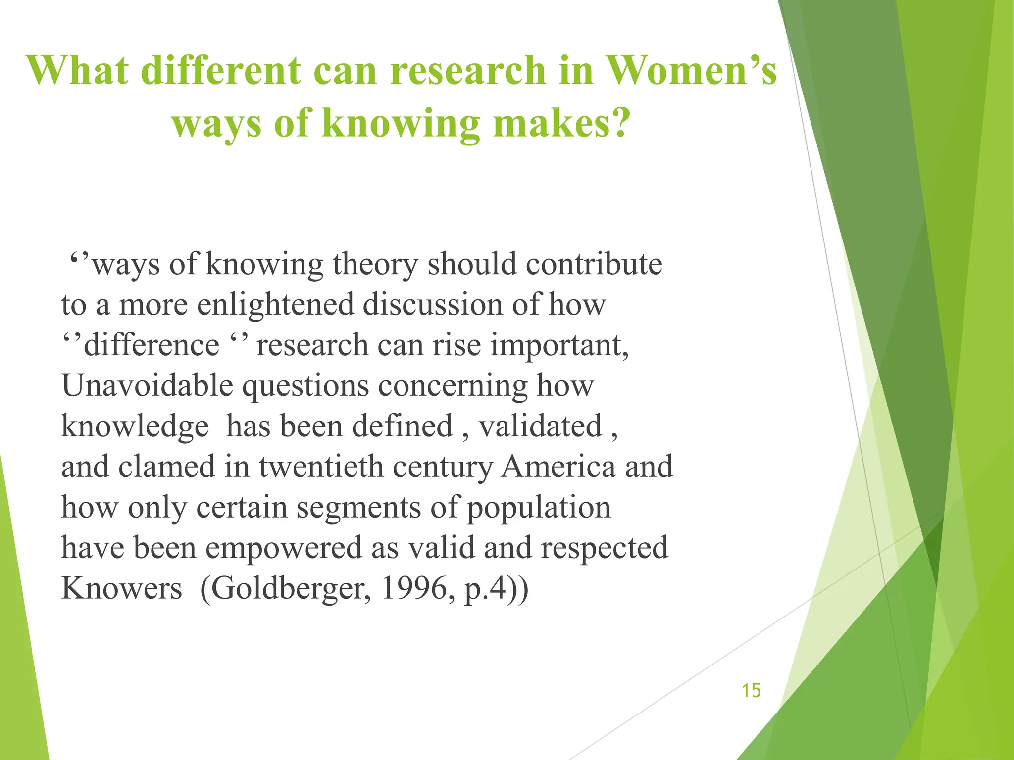Women’s Ways of knowing | PPTX