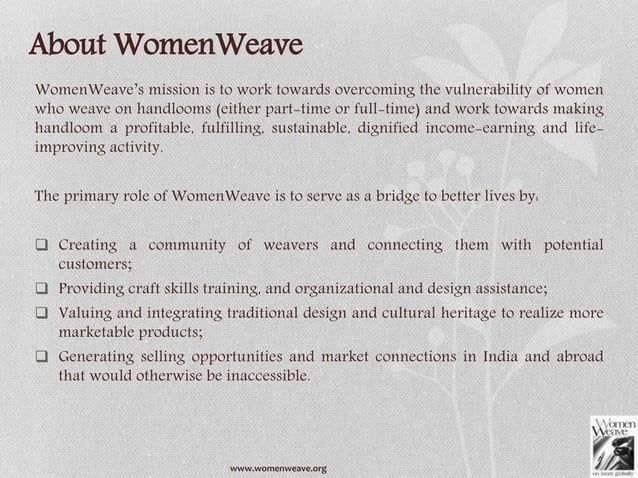 Women weave online handloom store | PPT