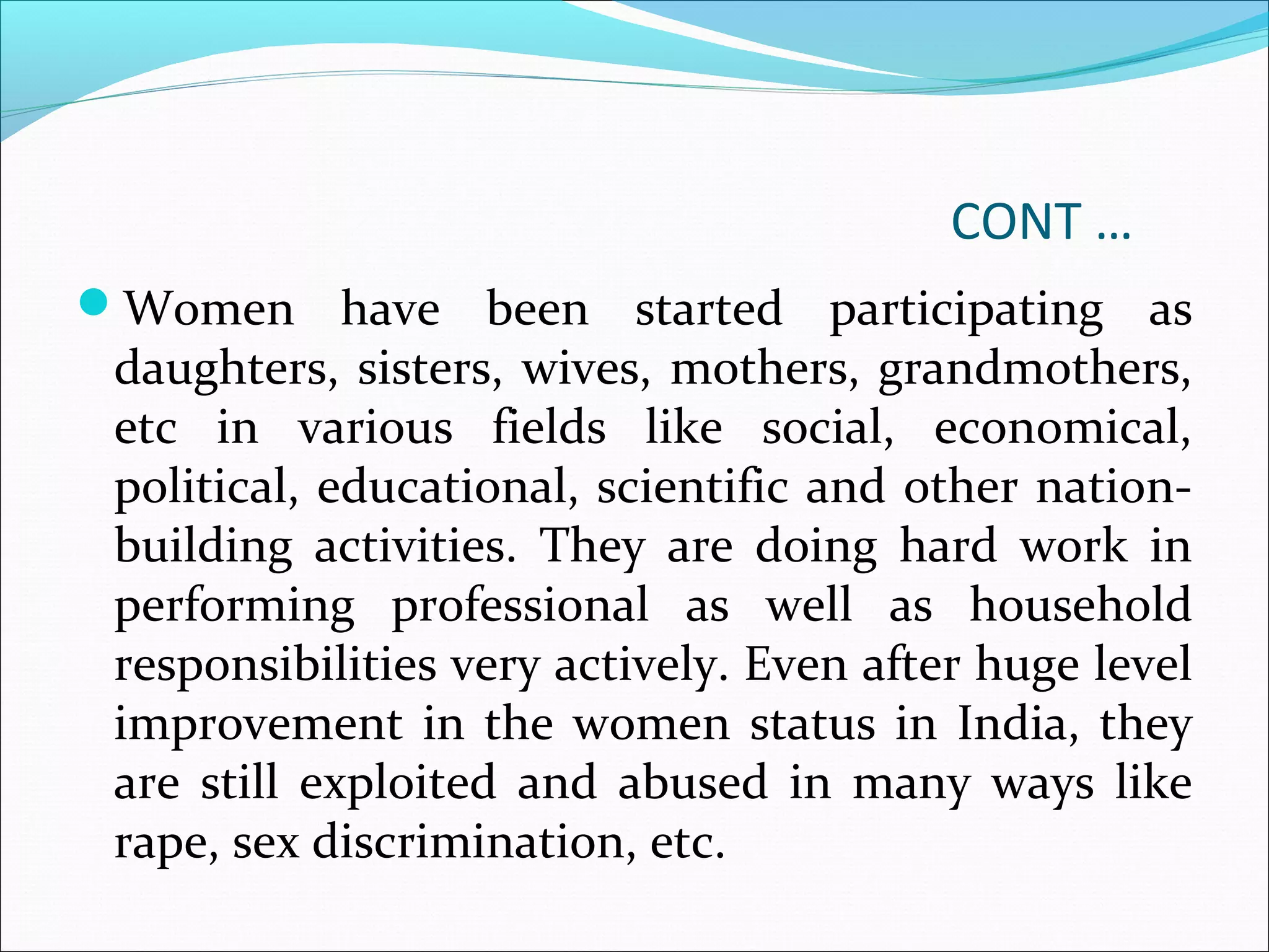 WOMEN IN INDIA - Dr.R.Dakshinamurthy, Bharathidasan University ...