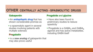 Centrally Acting Antispastic Drugs | PPTX