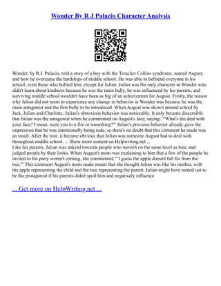 Wonder Characters Rj Palacio