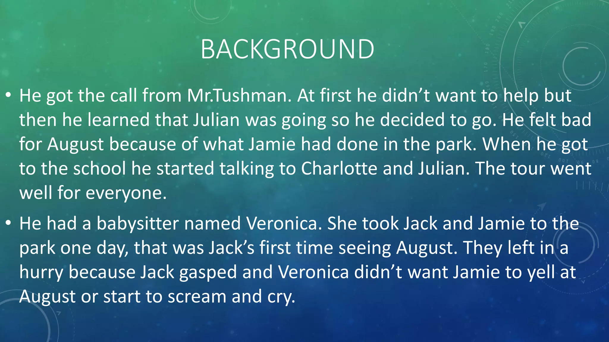 Wonder character project | PPTX | Fiction | Books and Literature