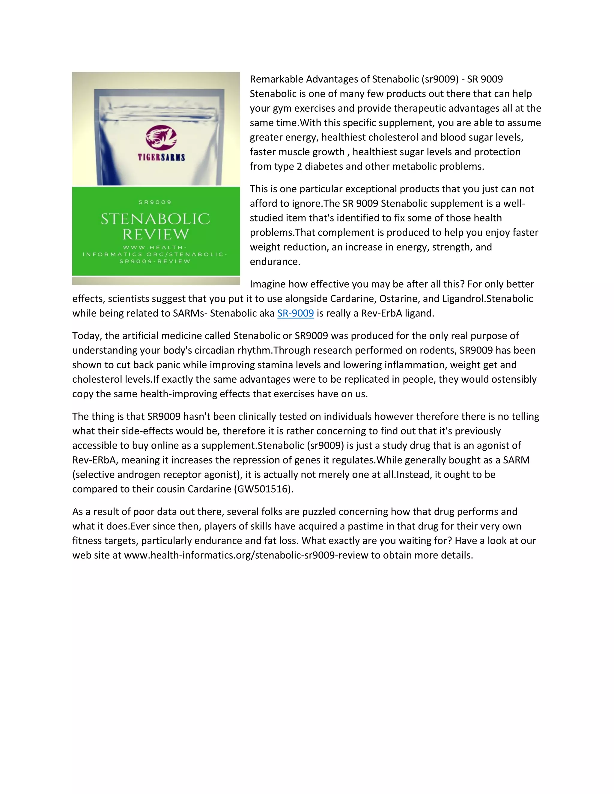 Wonderful effects of stenabolic (sr9009) | PDF