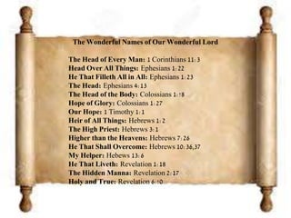 Wonderful Names of our Wonderful Lord | PPTX