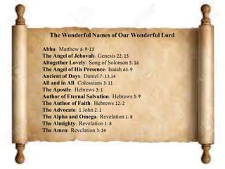 Wonderful Names of our Wonderful Lord | PPTX