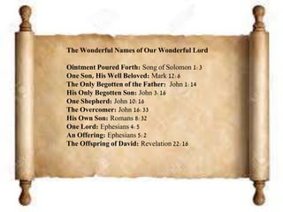 Wonderful Names of our Wonderful Lord | PPTX
