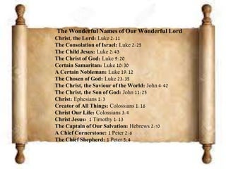 Wonderful Names of our Wonderful Lord | PPTX