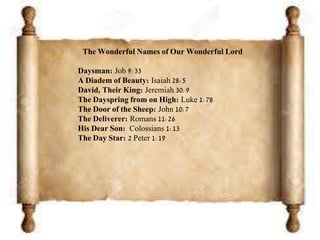 Wonderful Names of our Wonderful Lord | PPTX
