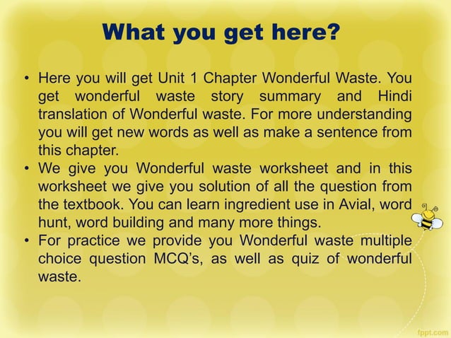 Wonderful waste ppt NCERT Book Topic to learn | PPT