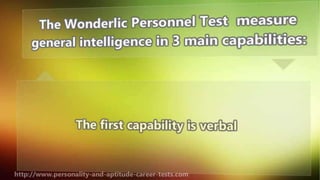 Wonderlic Personnel Test and its partiuclarities | PPTX