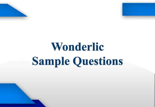 QSpiders - Wonderlic Sample Question | PPTX