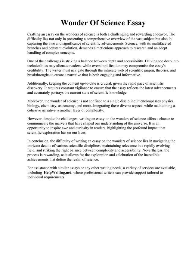 Wonder Of Science Essay | PDF