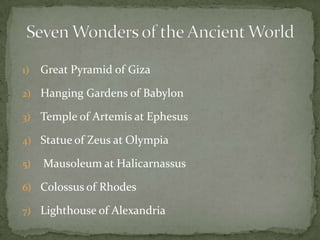 Wonders of the world (ancient & new) | PPTX