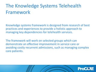 Knowledge Systems Framework for Sustainable Telehealth Services | PPT