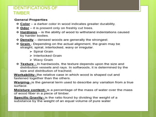Specifications of Wood | PPTX