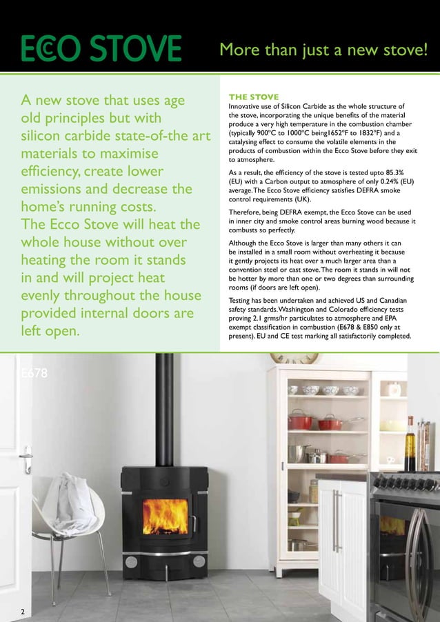 Energy Efficient Wood Burning Stove Model E678 From EcooStove | PDF