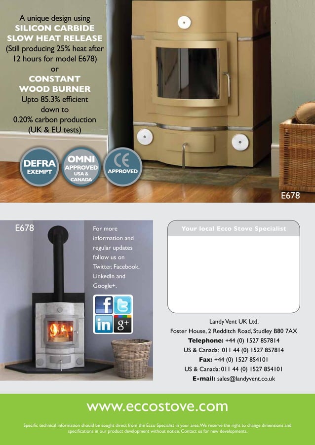 Energy Efficient Wood Burning Stove Model E678 From EcooStove | PDF