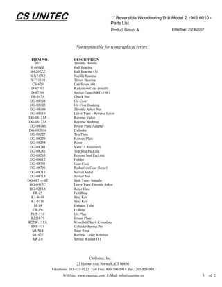 CS Unitec Pneumatic Woodboring Drill Schematic: 2 1903 0010 | PPT