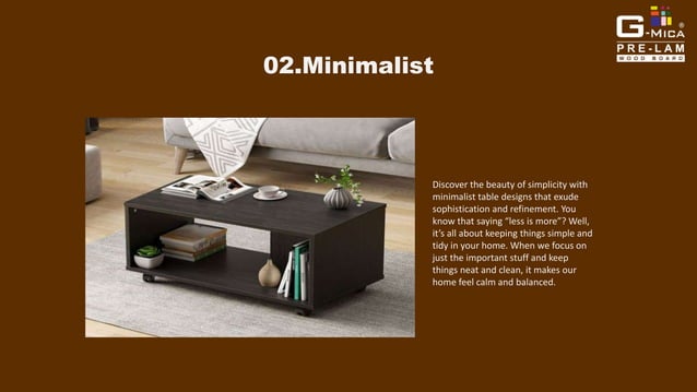 G-Mica Wood Chip Particle board Table Design | PPT