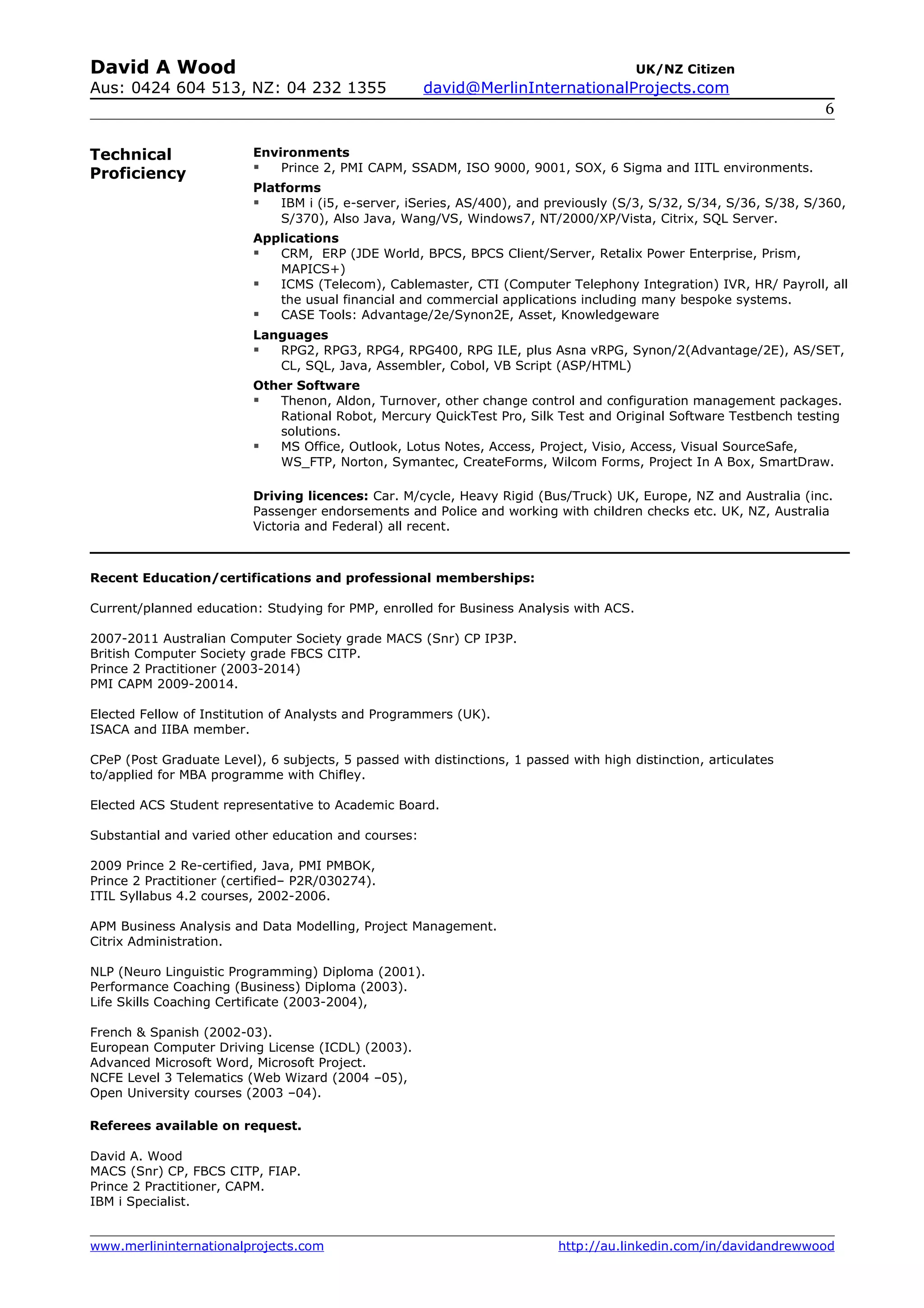 Wood David Resume Complete | DOC