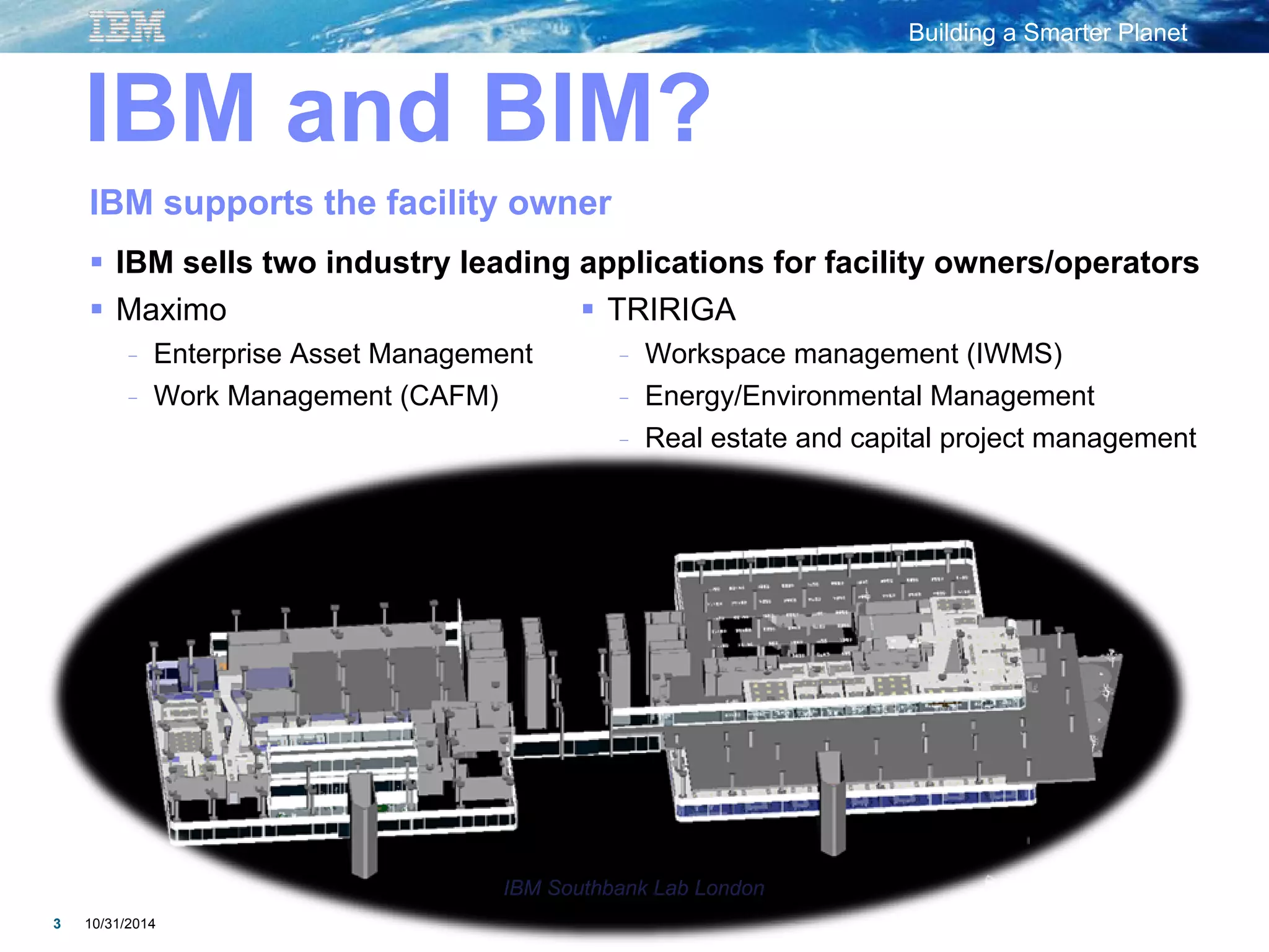BIM for Operations Mr. Wood Douglas, BIM Software Architect, IBM ...