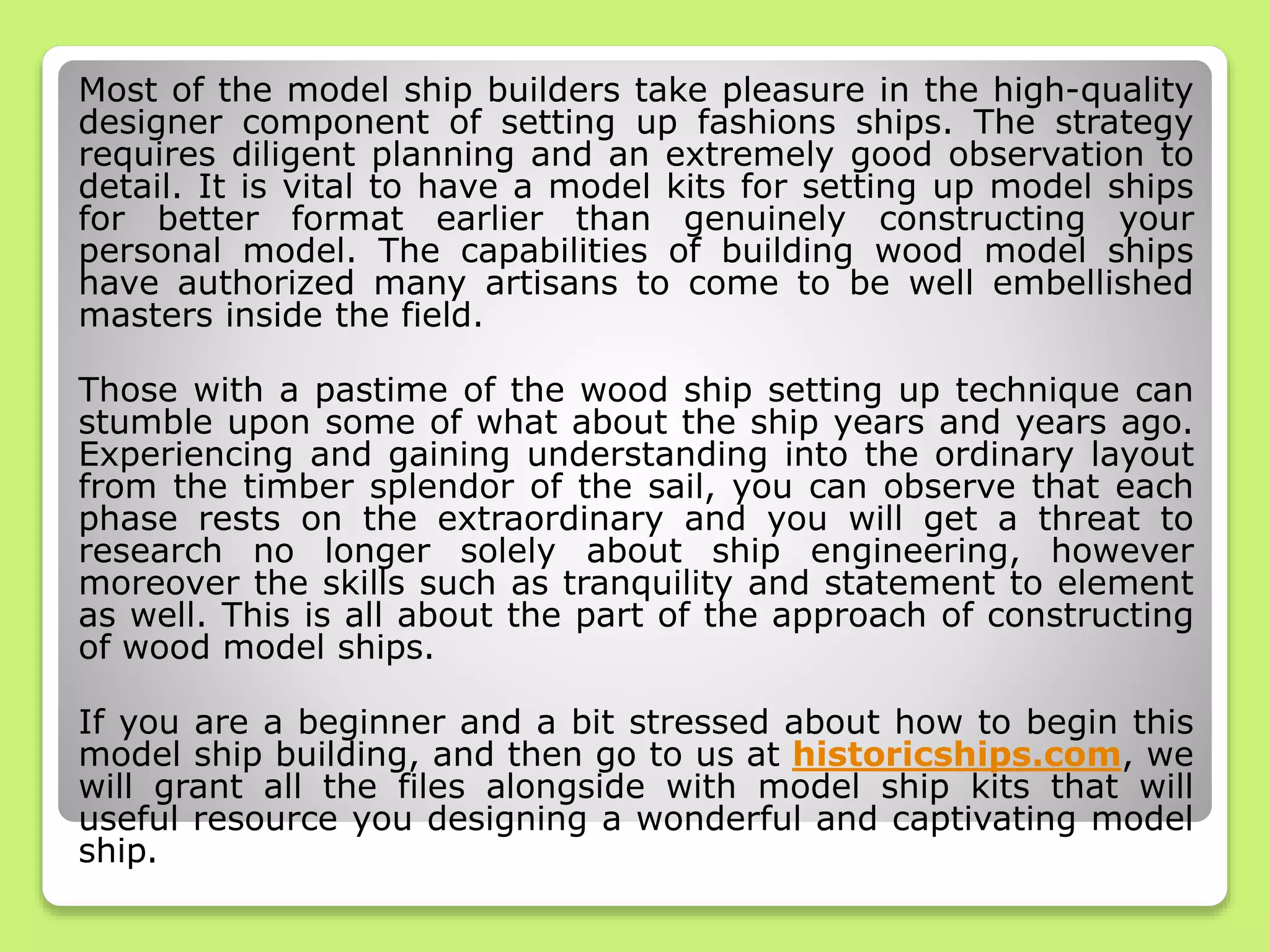 Wooden model ships | PPTX