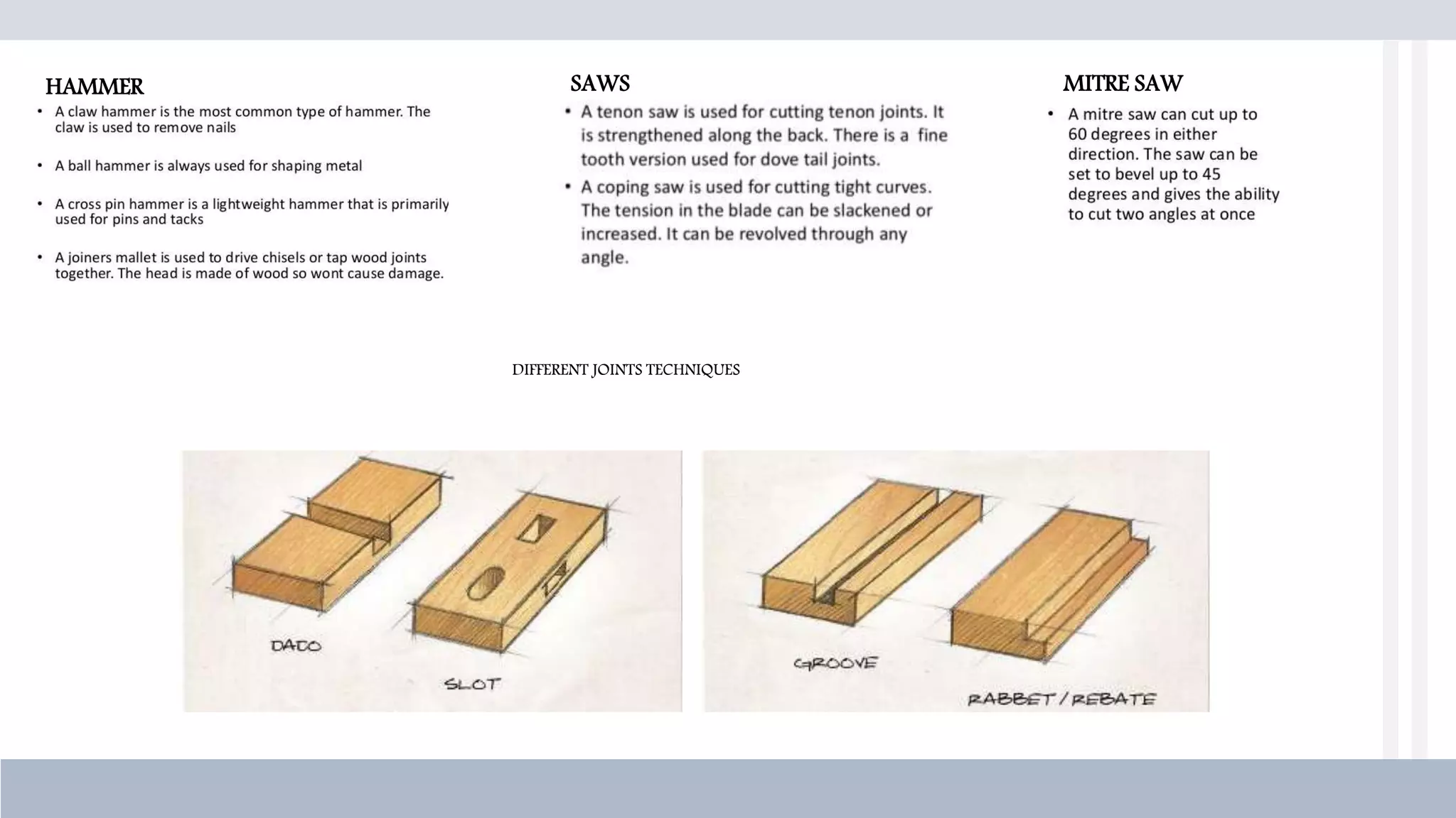 Wood joinery its types and its uses by khadija javed | PPTX